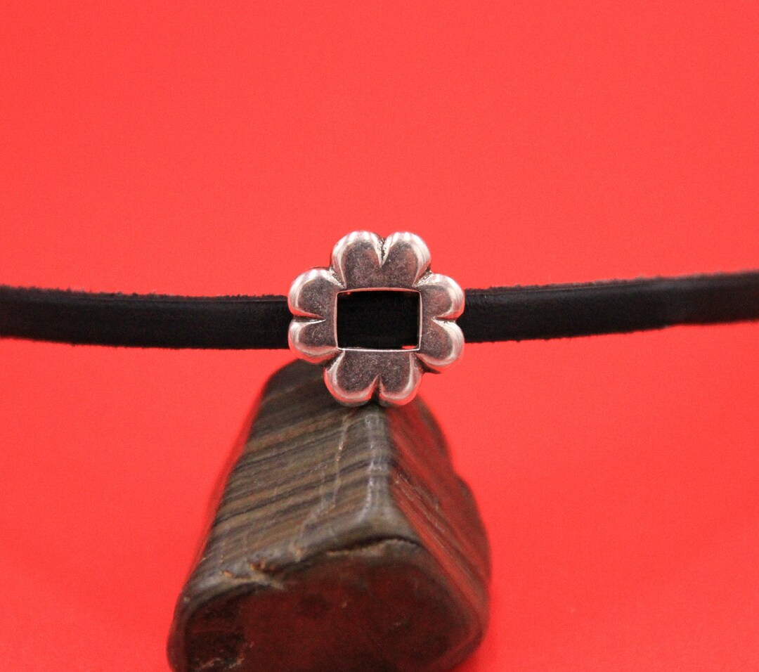 Fs0577>>made in EUROPE 2 Zamak Flower Sliders, 5mm Silver Slider ...