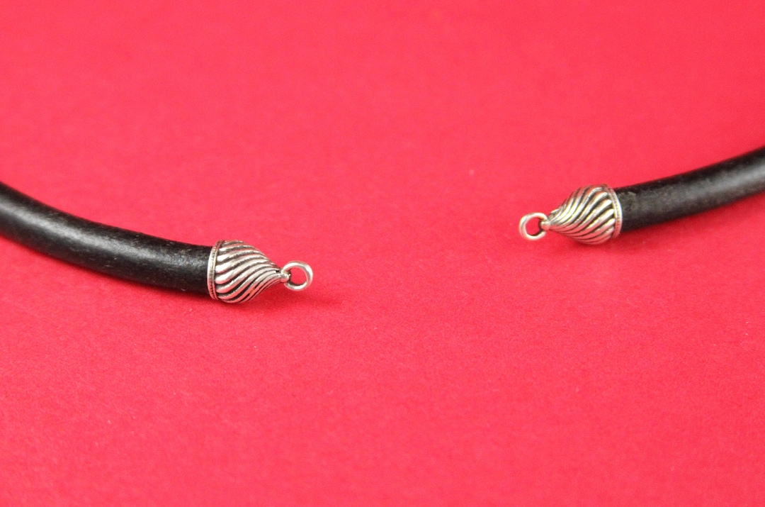 6/6 MADE in EUROPE 4 Leather Cord Ends, 6mm Cord Ends, Silver Cord Ends ...