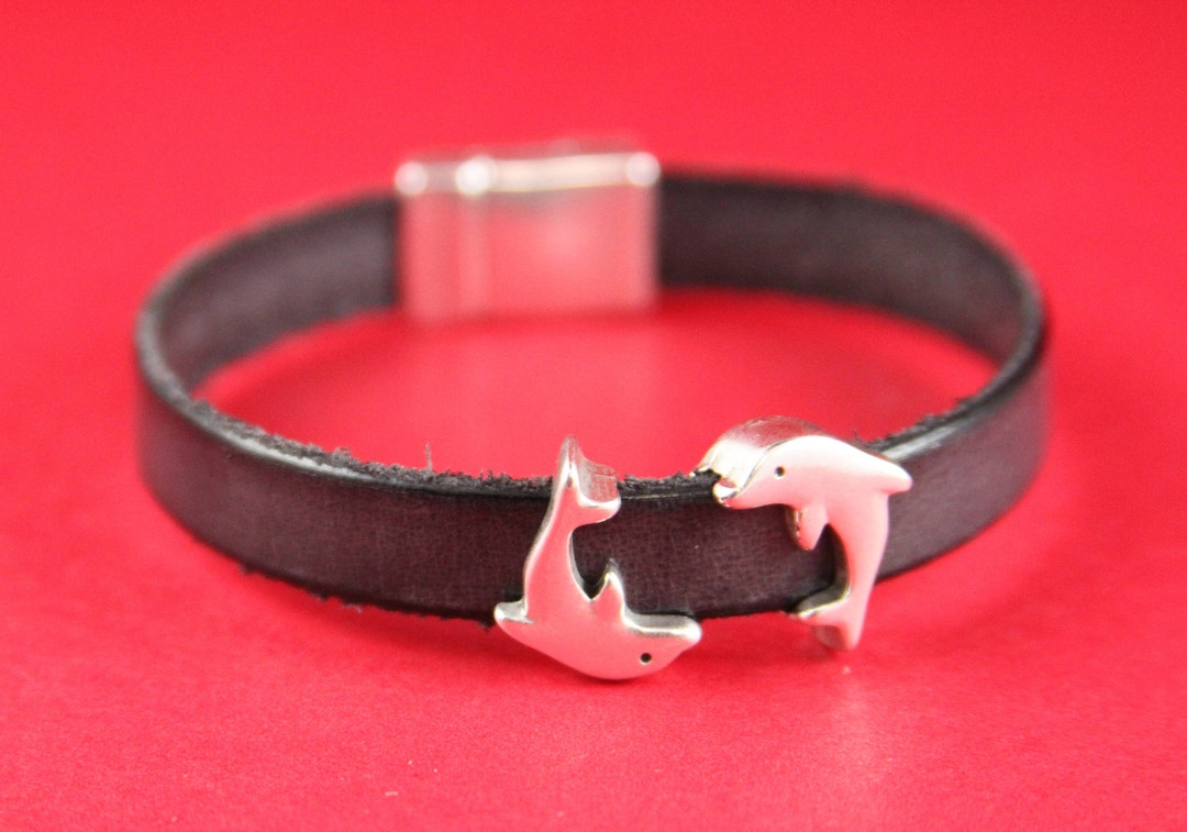 Fs0208>>made in EUROPE 2 Zamak Dolphin Sliders, 10mm Flat Cord Sliders ...