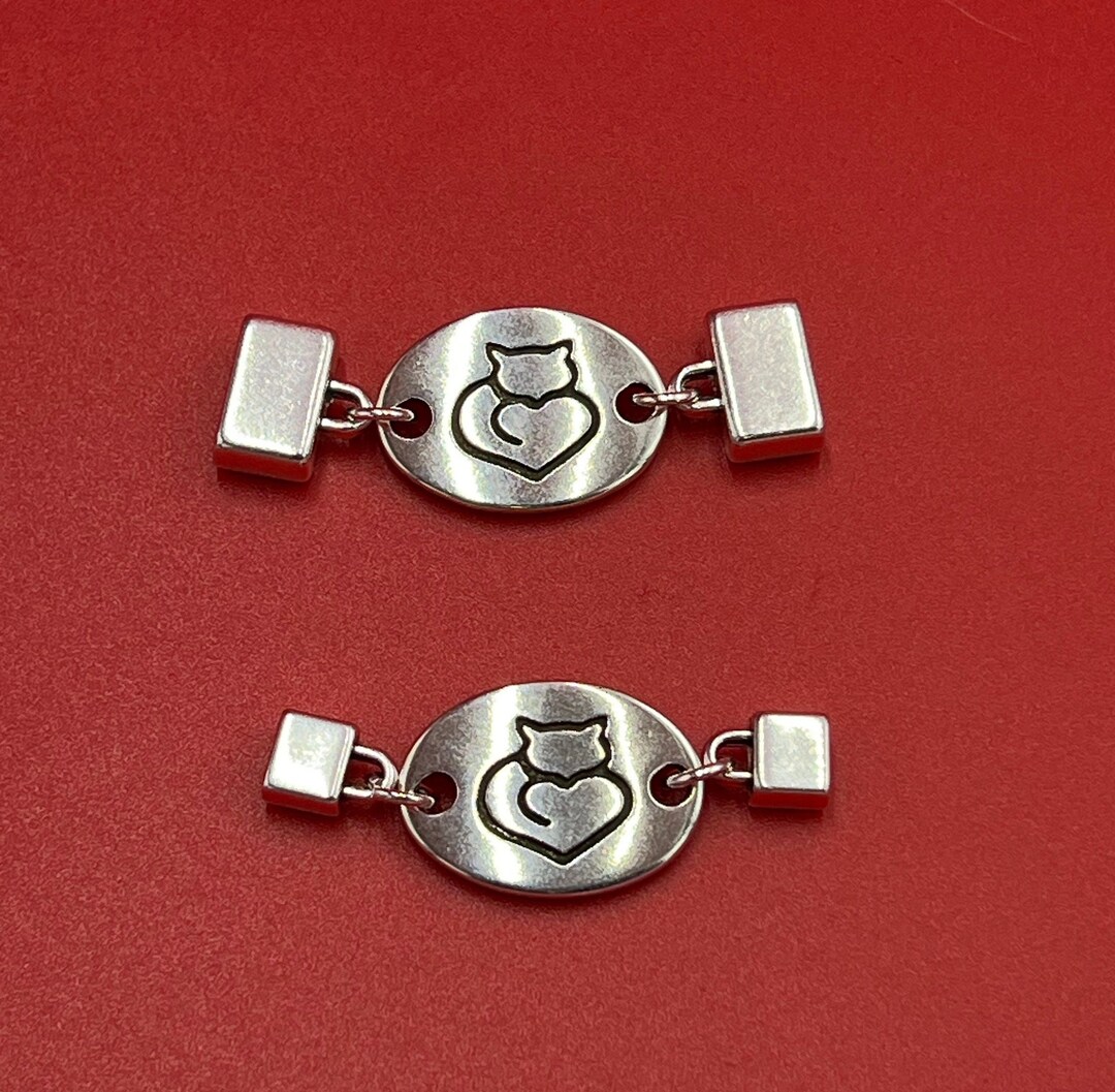 C0180>>made in EUROPE Zamak Cat Embossed Connector, 10mm or 5mm Cord ...