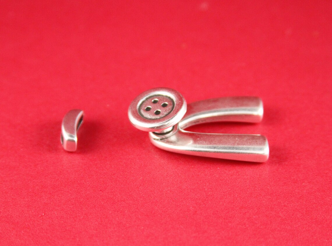 B0058>>made in EUROPE Zamak Button Clasp With Slider, Double Strand 5mm ...