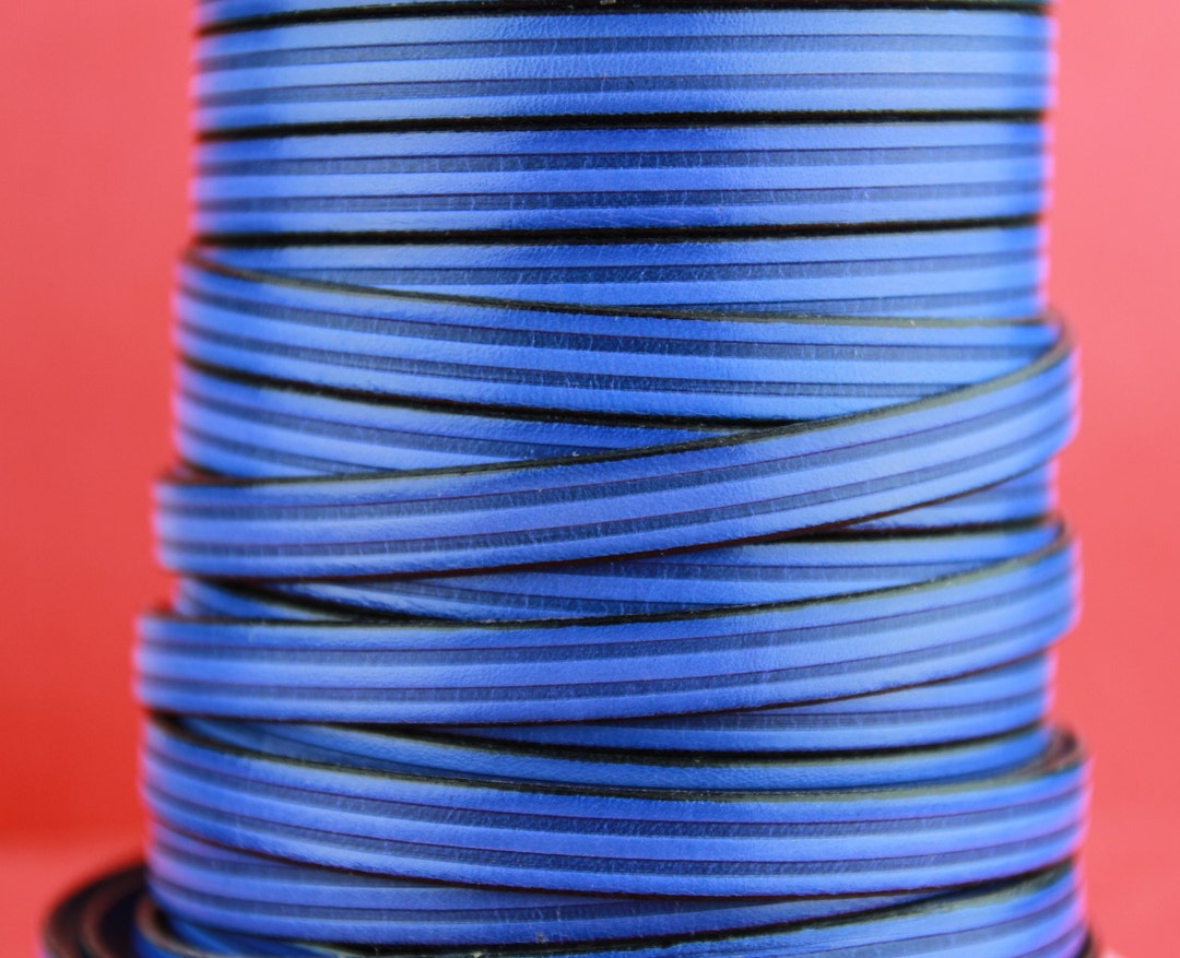 MADE in SPAIN 24" of Stripped Leather Cord, 10mm Flat Engraved Leather ...