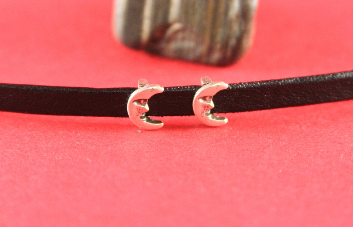 Fs0230>>made in EUROPE 3 Zamak Half Moon Sliders for 5mm Flat Cord ...