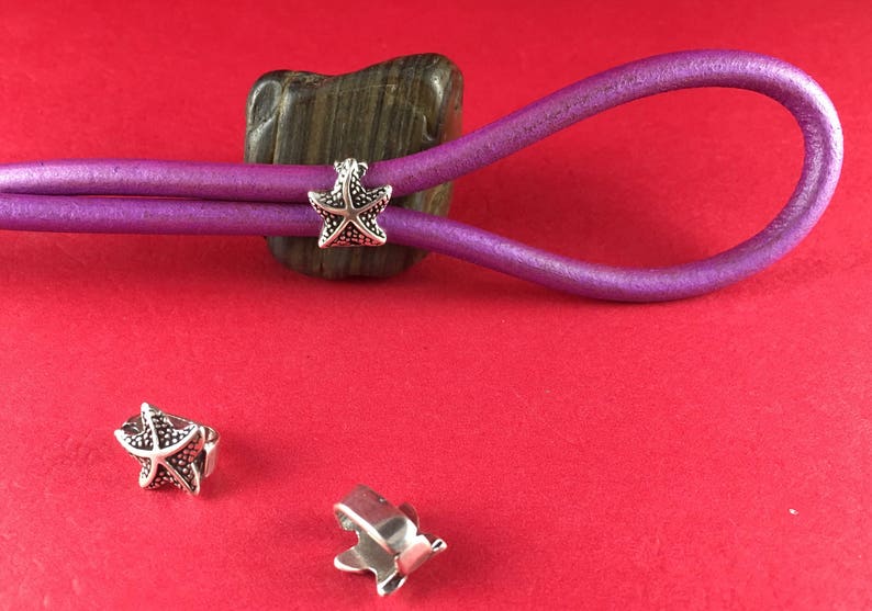 Rs0123>>made in EUROPE 2 Zamak Starfish Sliders, Double Strand 5mm ...