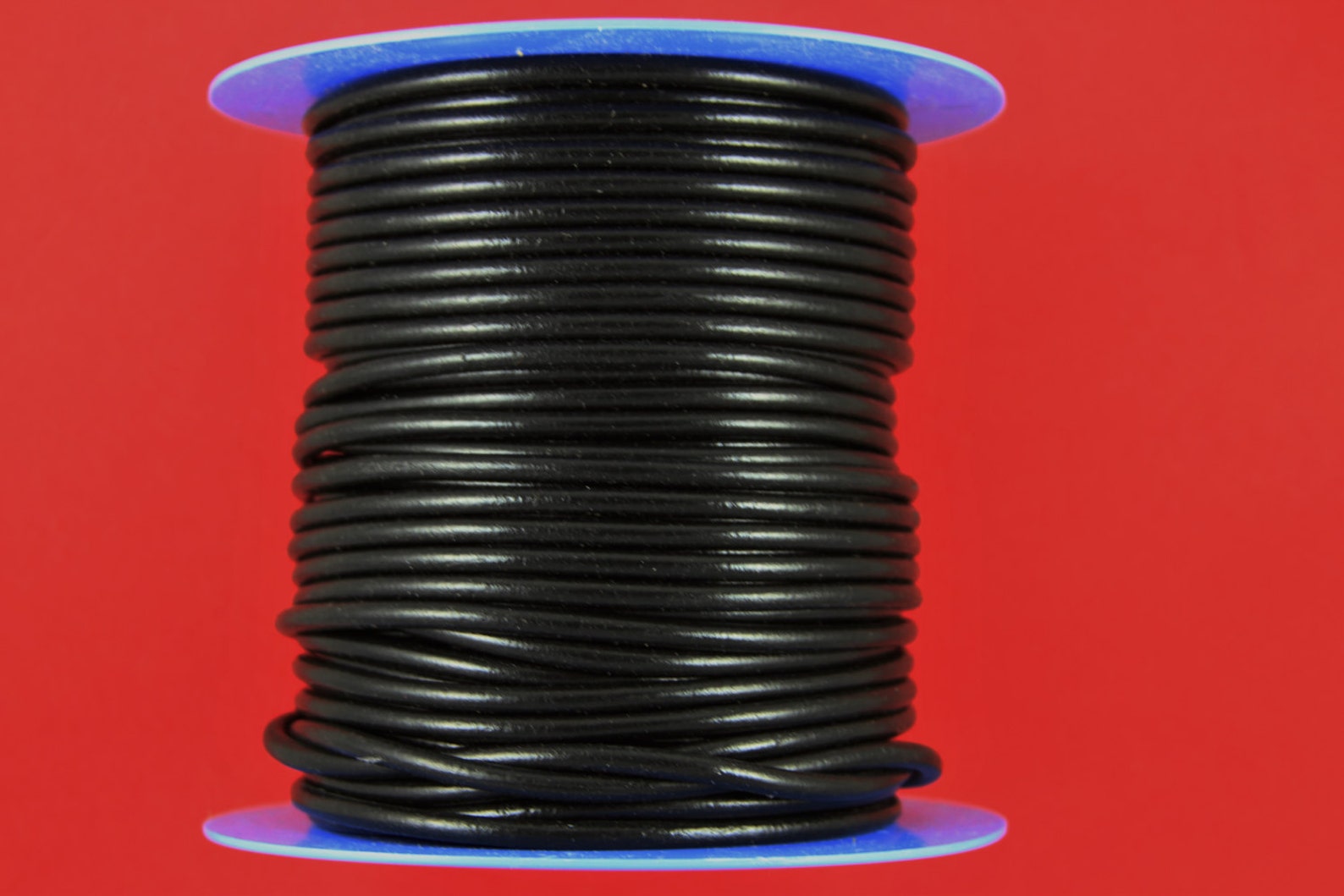 MADE IN SPAIN 2 Feet (24"-60cm) Black Round Leather Cord, 5mm Round ...