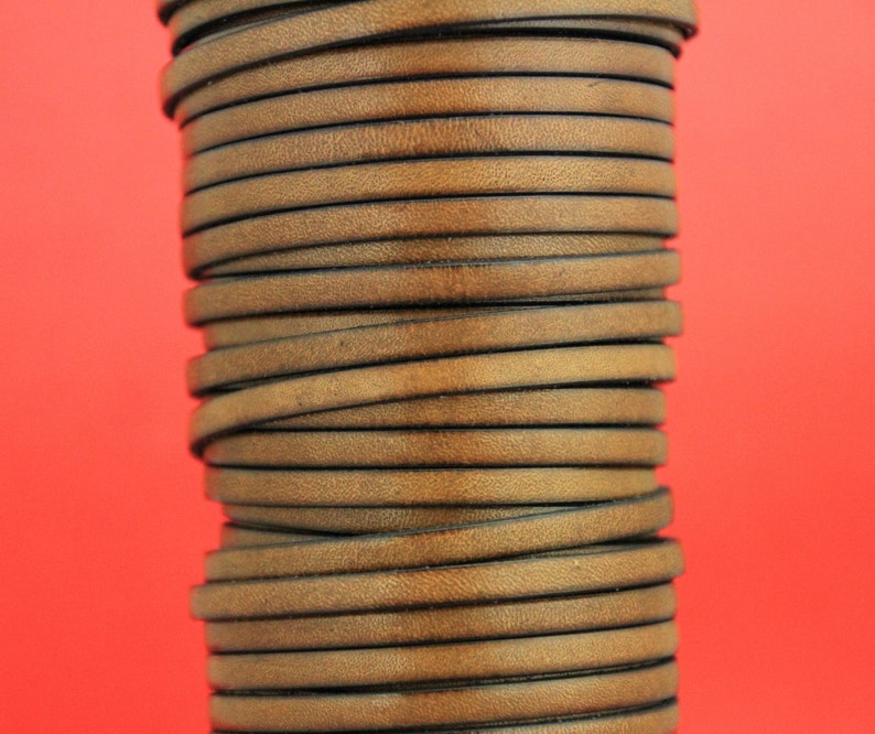 MADE in EUROPE 1 yard of leather cord 5mm leather cord flat | Etsy