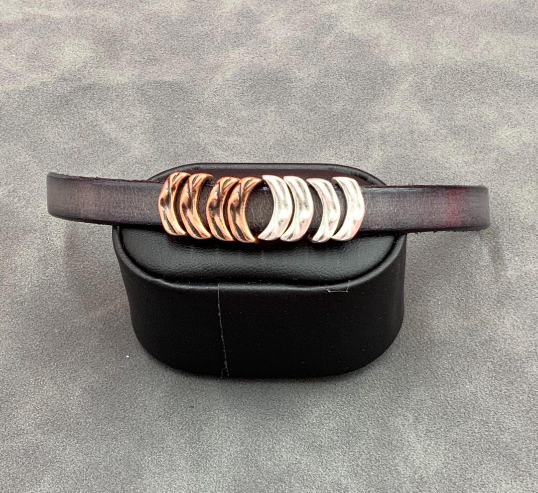 Fs0460>>made IN EUROPE 4 Curved Crimp Able Hammered Sliders, 10mm Flat ...