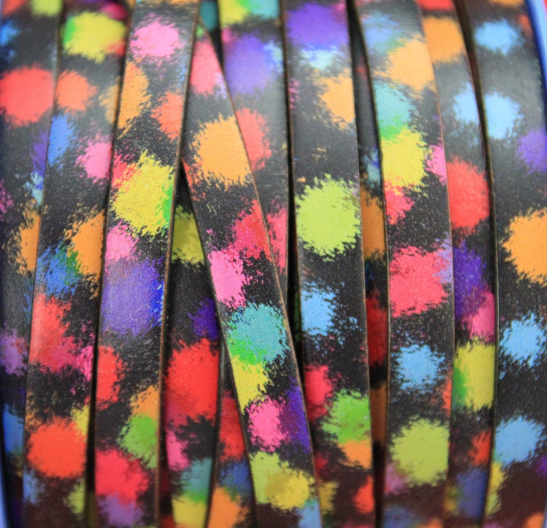 MADE in EUROPE 24'' Multi Color Flat Leather Cord, 10mm Flat Leather ...