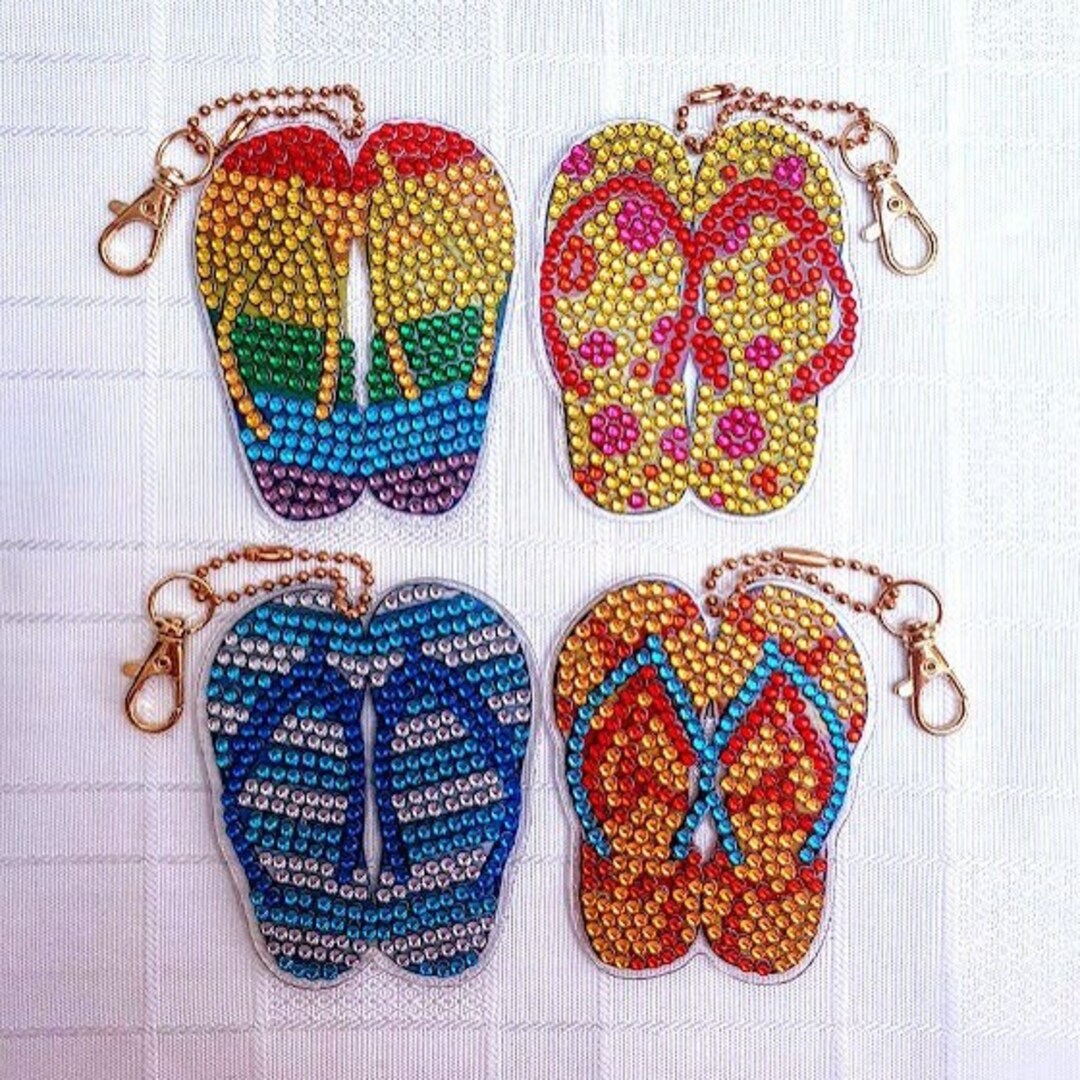Sparkly Flip Flop Keychain, Flip Flop Bag Charm, Blue Pink Yellow Red ...