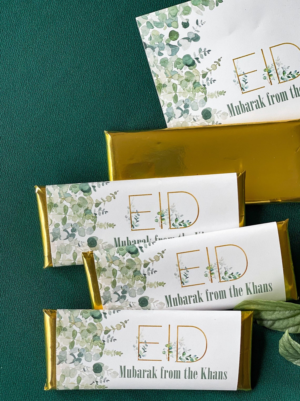 24 Eid Candy Bar Wrappers, Eid Favors, Elegant Foliage Party Favors ...