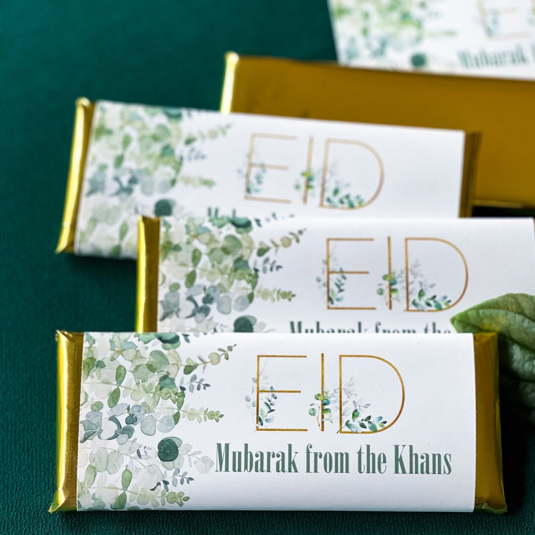 24 Eid Candy Bar Wrappers, Eid Favors, Elegant Foliage Party Favors ...