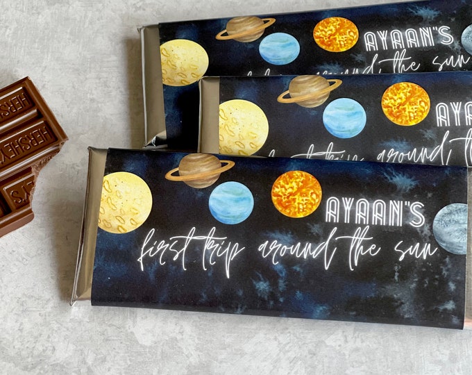 Galaxy First Birthday Favor, Space 1st Birthday, First Trip Around the ...