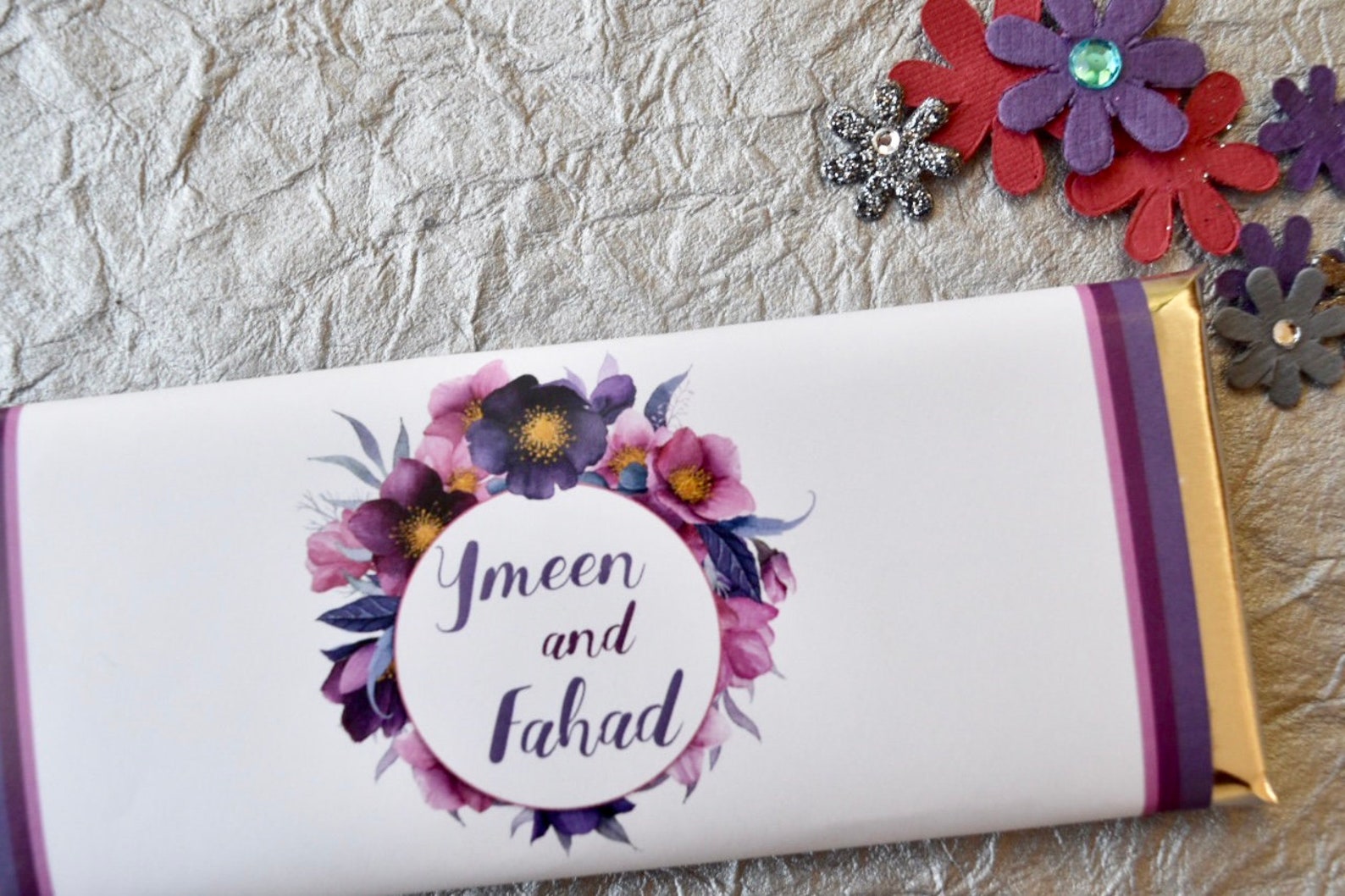 24 Personalized Wedding Favor Wrappers Floral Theme Wedding - Etsy