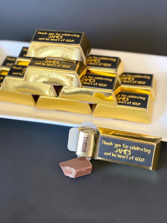 20 gold brick bar favor boxes for Golden birthday Heart of | Etsy