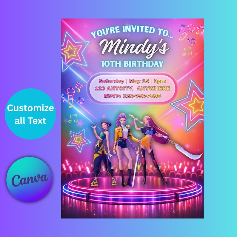 Kpop Birthday Bundle | Editable Canva Invitation (digital Download) - Etsy