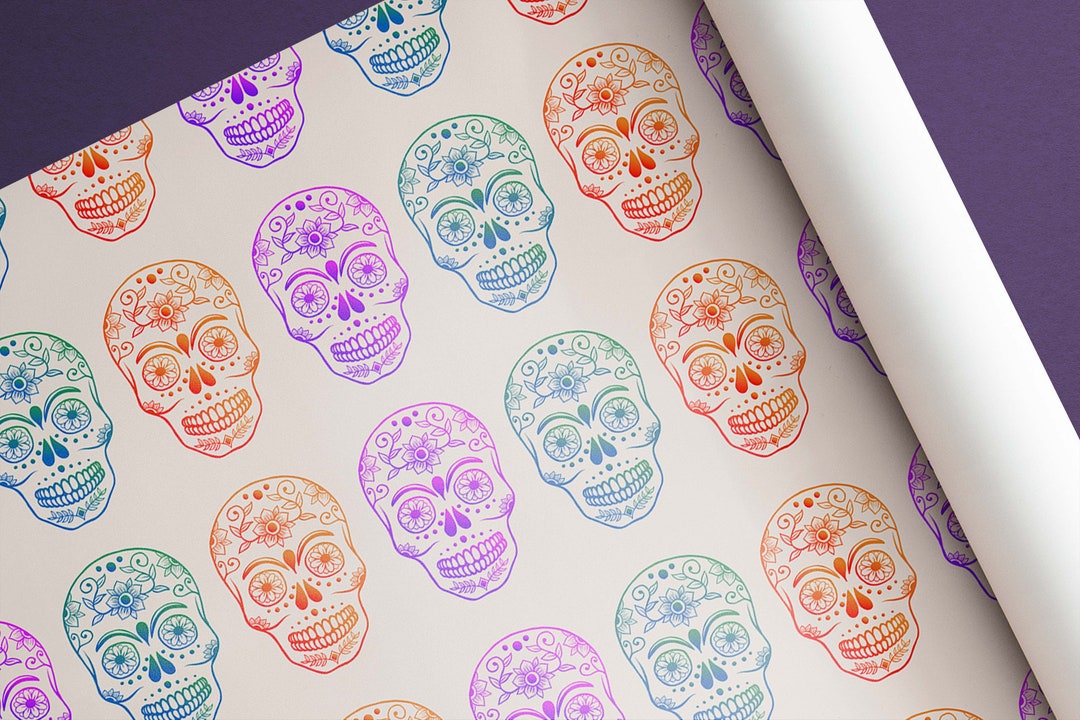 Sugar Skull Digital Paper, Halloween Seamless Pattern, October ...