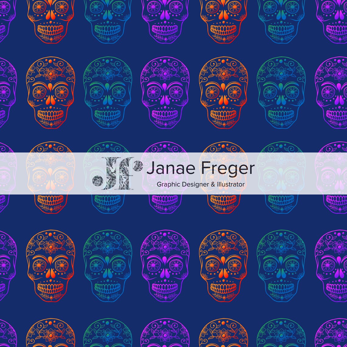 Sugar Skull Digital Paper, Halloween Seamless Pattern, October ...
