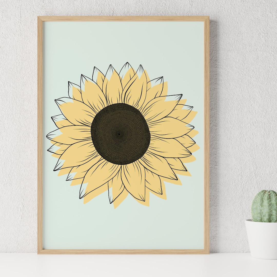 Sunflower Print, Sunflower Wall Art, Summer Flowers Digital Paper ...