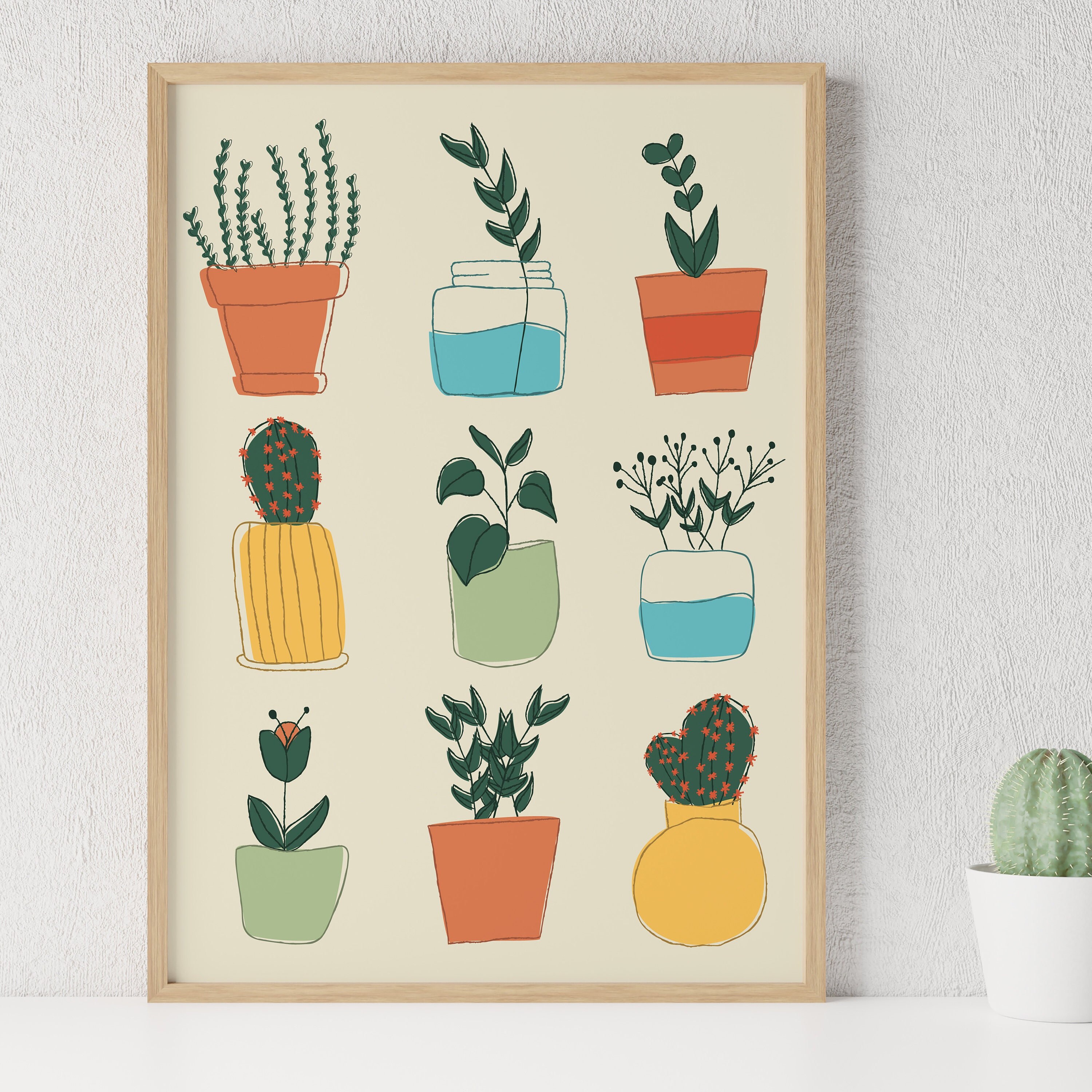 Plants Print, Plants Wall Art, House Plants Digital Paper, Plants ...