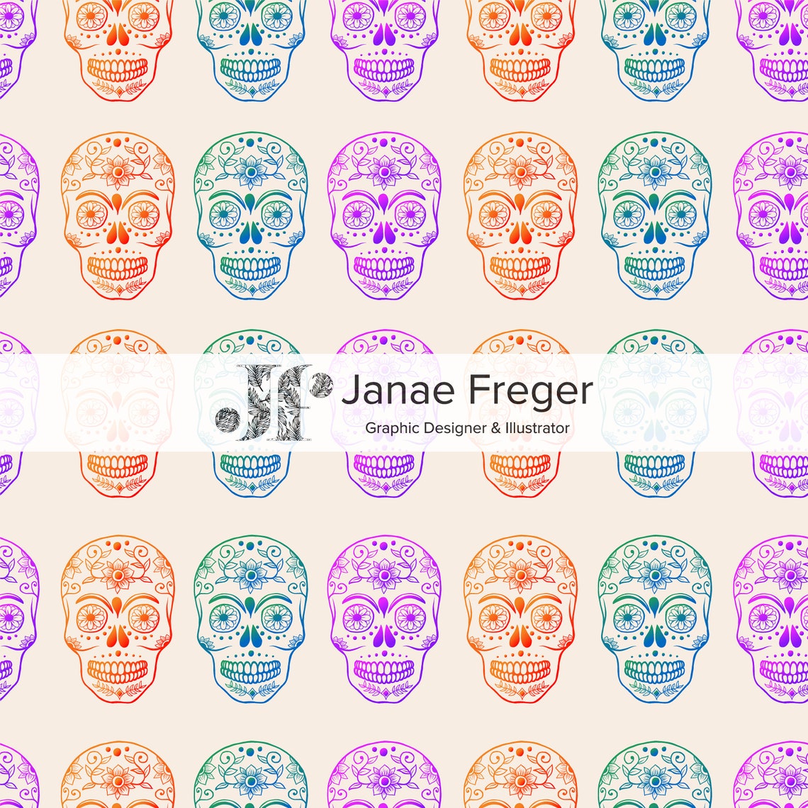 Sugar Skull Digital Paper, Halloween Seamless Pattern, October ...
