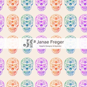 Sugar Skull Digital Paper, Halloween Seamless Pattern, October ...