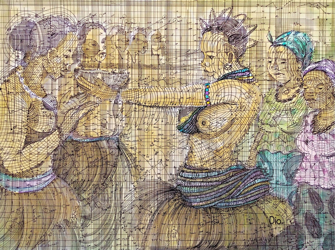 Drawing of a Marriage Ceremony, Wall Art traditional Marriage Home Dcor ...