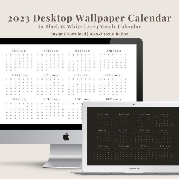 Desktop Calendar Wallpaper 2023 - Etsy