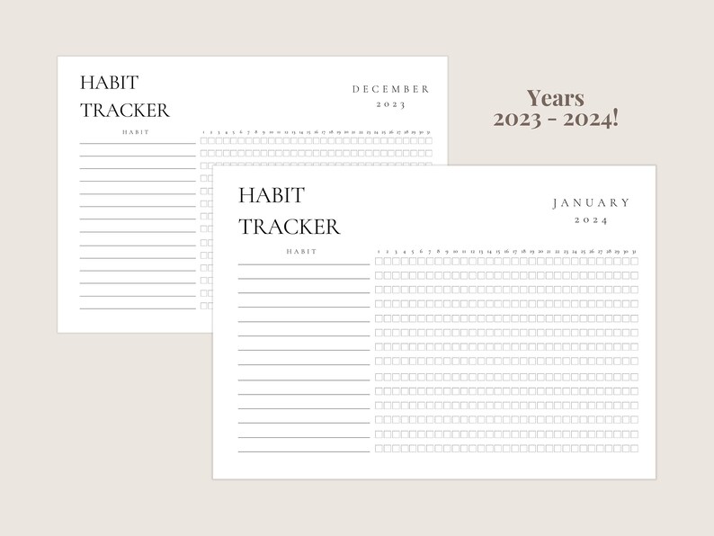 Monthly Habit Tracker Printable PDF Landscape | Goal Tracker | Routine ...
