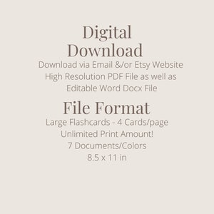 Printable Flashcards | Editable Flashcards | 4 Blank Flashcards per ...