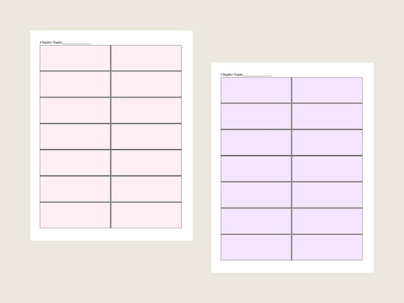Printable Flash Cards | Editable Flash Cards | 7 Blank Flashcards per ...