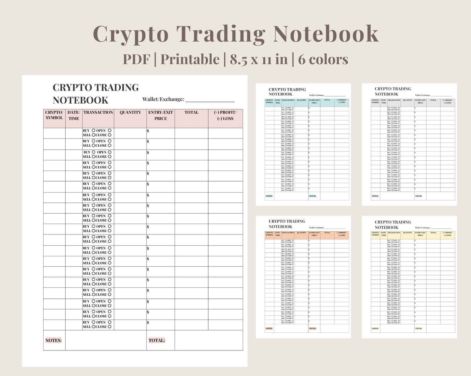 Crypto Tracker | Trading Notebook | Investment Tracker - Etsy
