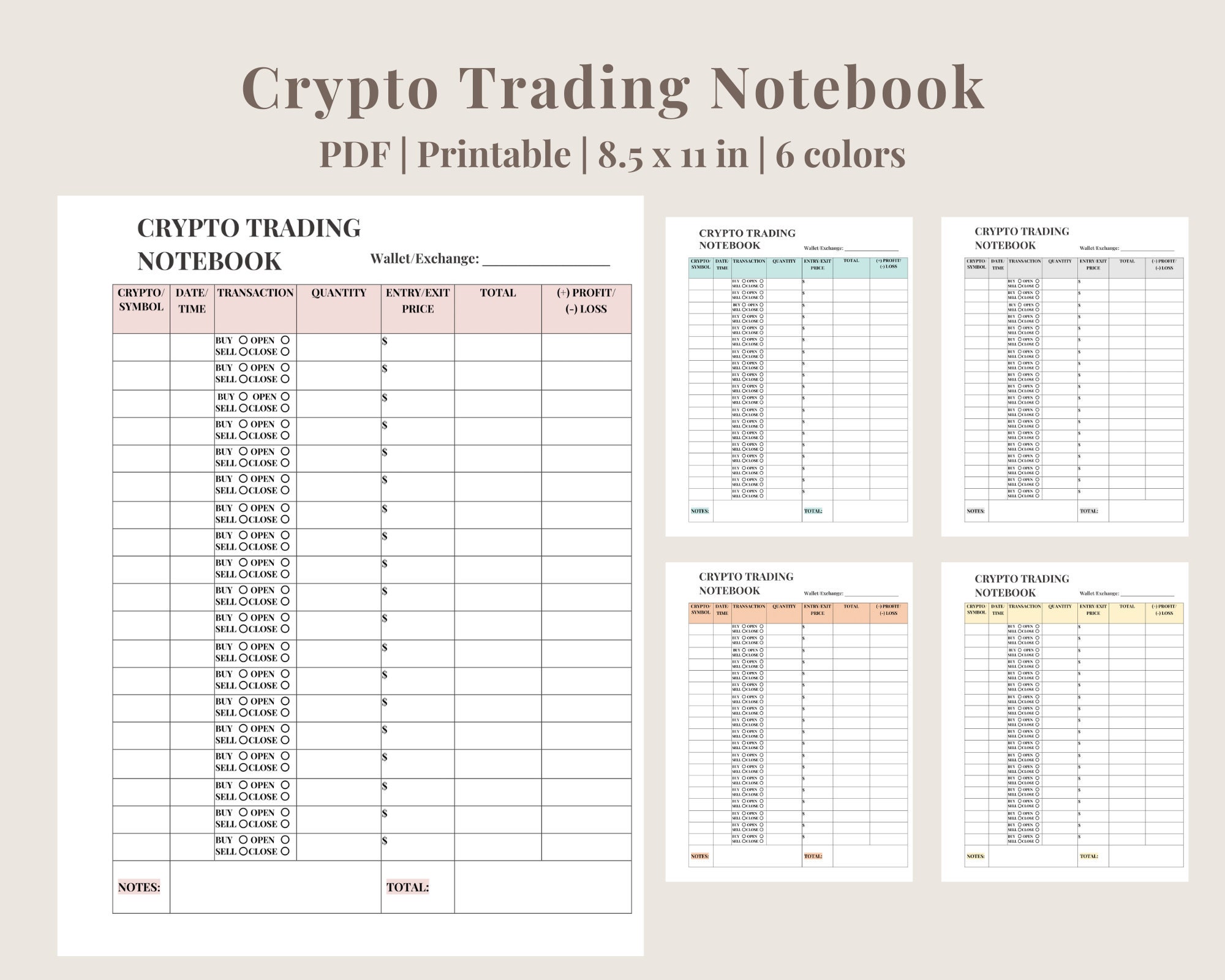 Crypto Tracker | Trading Notebook | Investment Tracker - Etsy