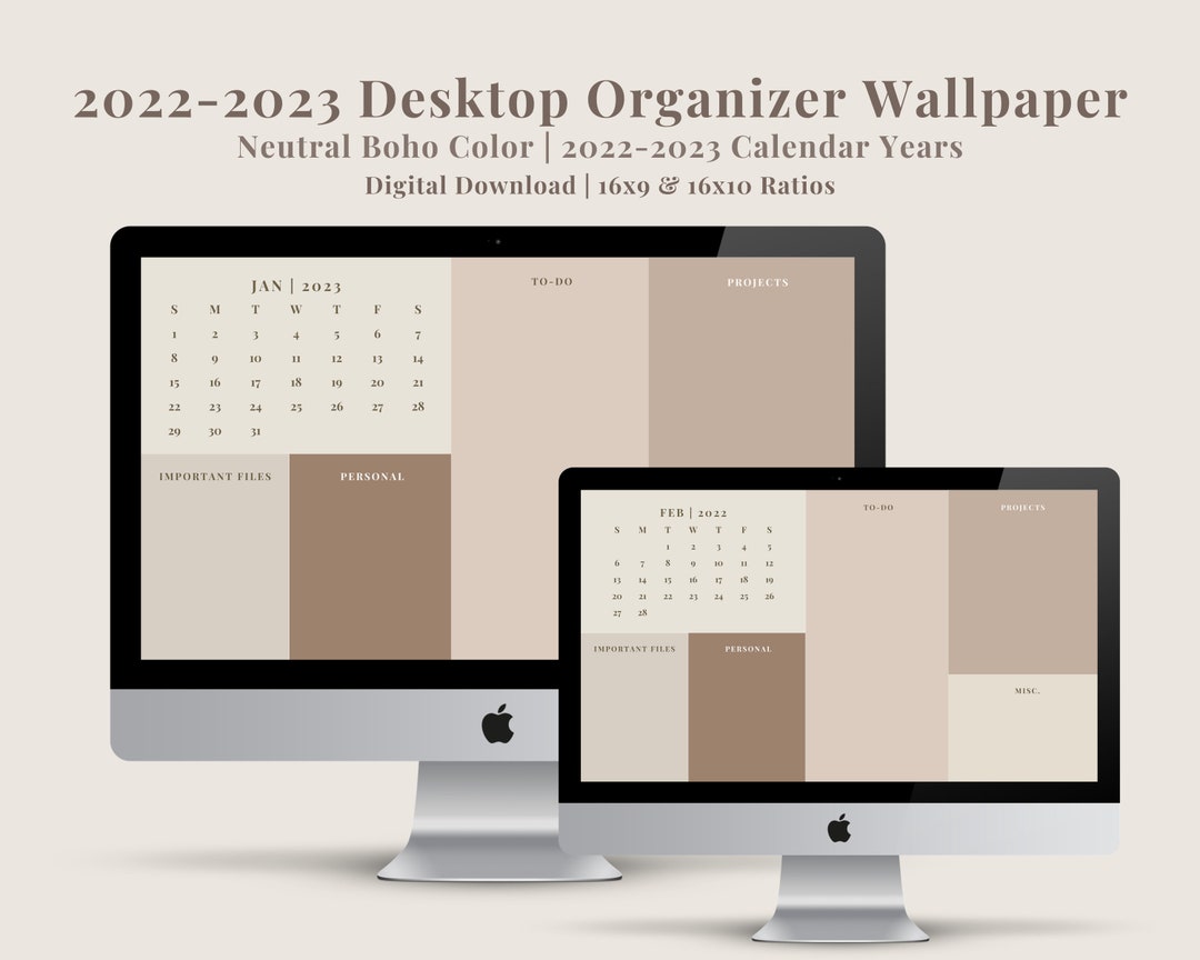 2022-2023 Desktop Organizer Wallpaper Neutral - Etsy Schweiz