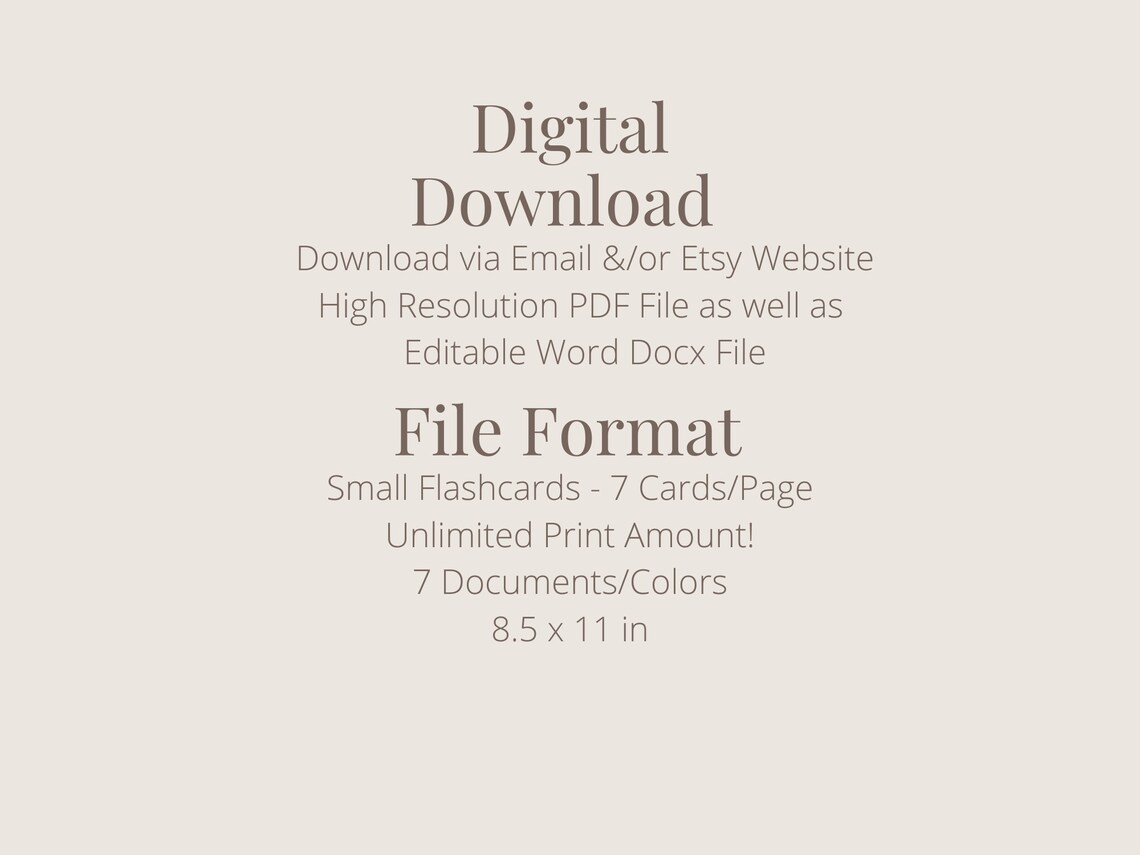 Printable Flash Cards | Editable Flash Cards | 7 Blank Flashcards per ...
