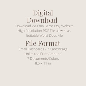 Printable Flash Cards | Editable Flash Cards | 7 Blank Flashcards per ...