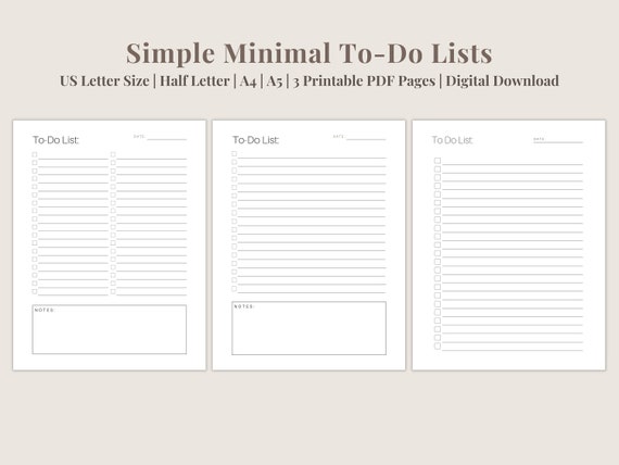 Simple To-do List Printable Minimal to Do List Printable - Etsy