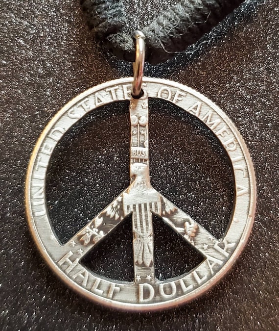 Peace Sign Silver Pendant | Etsy