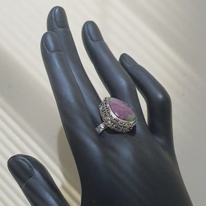 Ruby in Fuchsite Ring Minimalist Sterling Silver, Bold Statement Ring, Birthstone Stacking Ring ...