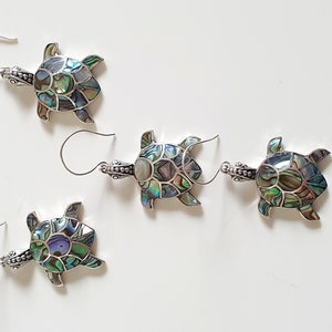 Sterling Silver Sea Turtle Earrings With Shimmering Abalone Shells ...