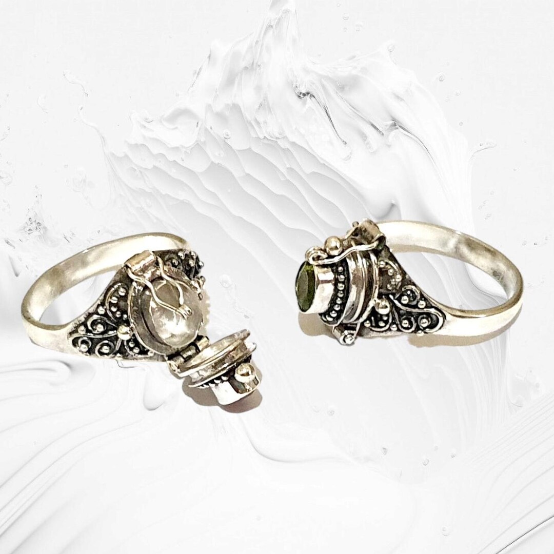 Silver Locket Poison Ring, Memorial Jewelry, Openable Locket Keepsake ...