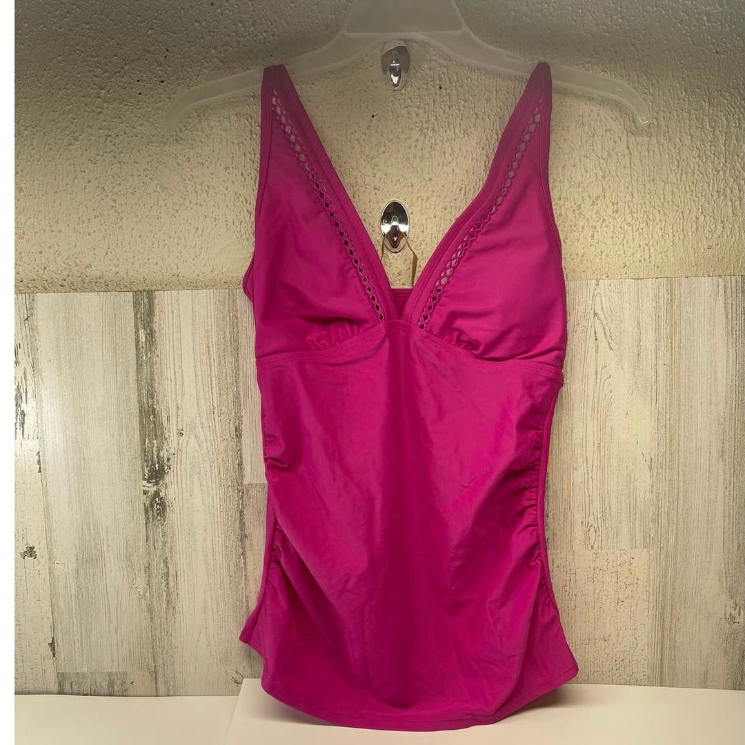 Kona Sol target Gathered Side Hot Pink Tankini Swimsuit Top Adj Sz ...