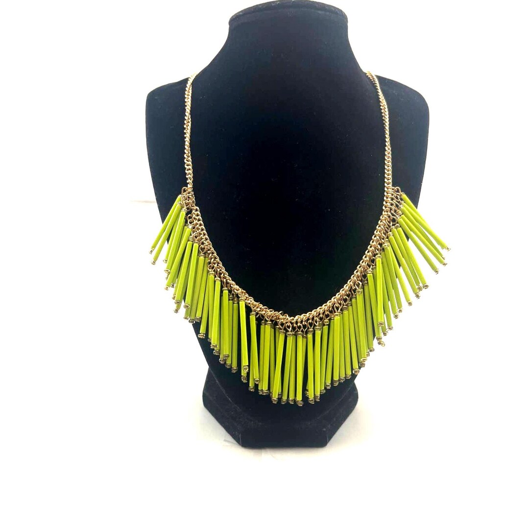 Vintage Charming Charlie Neon Green Frill Beaded Necklace B#8 - Etsy