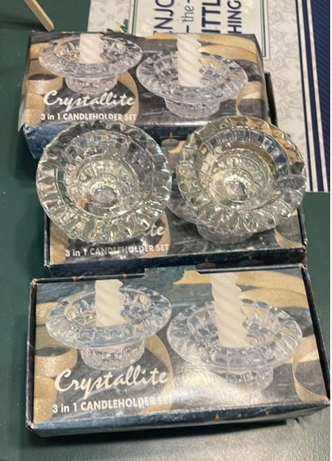 Vintage Crystallite 12 Count 3 in One Candle Holder . Holds 3 Different ...
