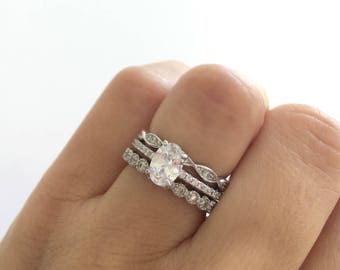 Delicate Wedding Ring Set. High Quality Sterling Silver | Etsy