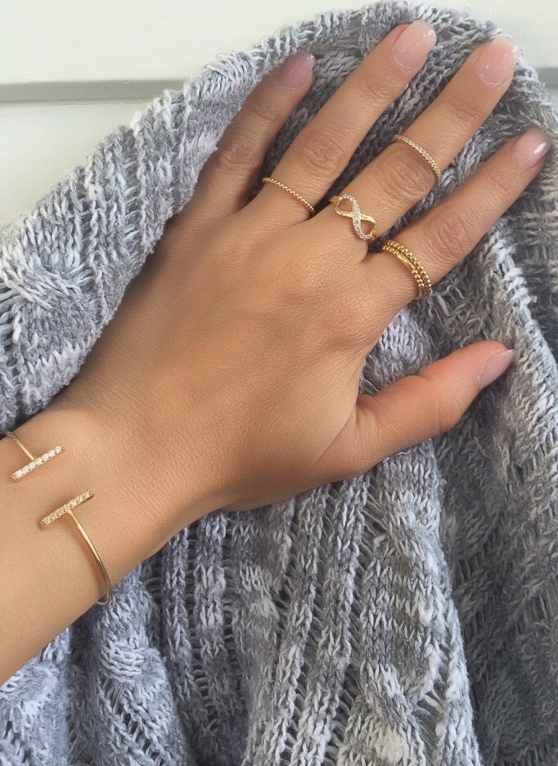 Infinity Ring. Cz Infinity Silver Ring. Cz Stackable Infinity | Etsy