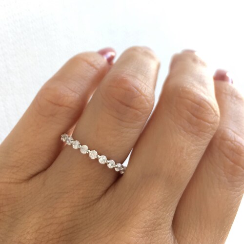 Round Cz Eternity Band Ring. Silver Rhodium Plated Eternity - Etsy