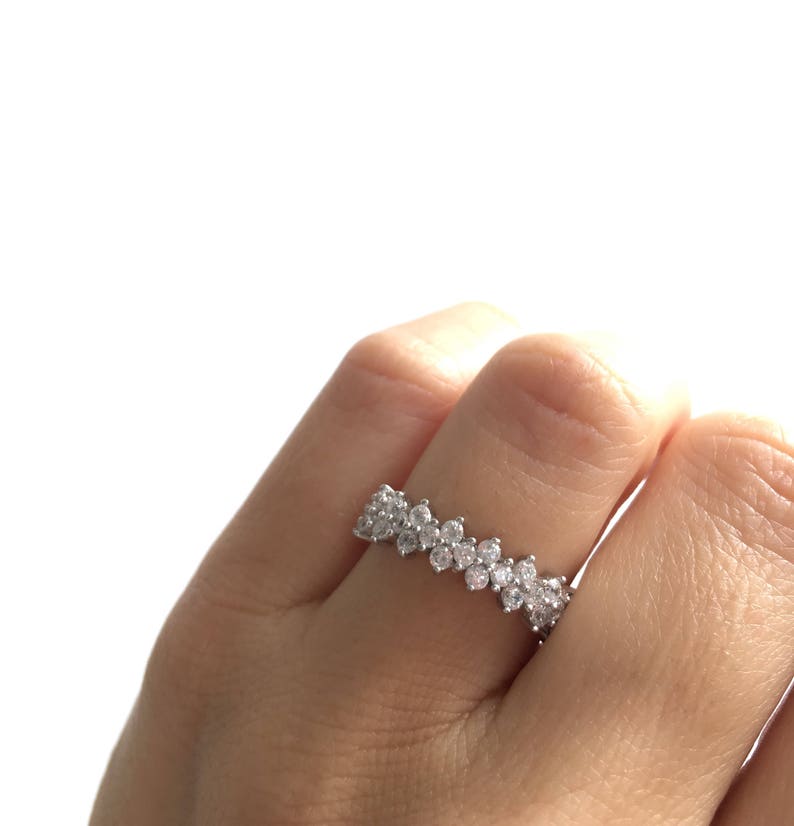 Flower Ring. Unique Design Flower Band Ring. Silver Stacking | Etsy