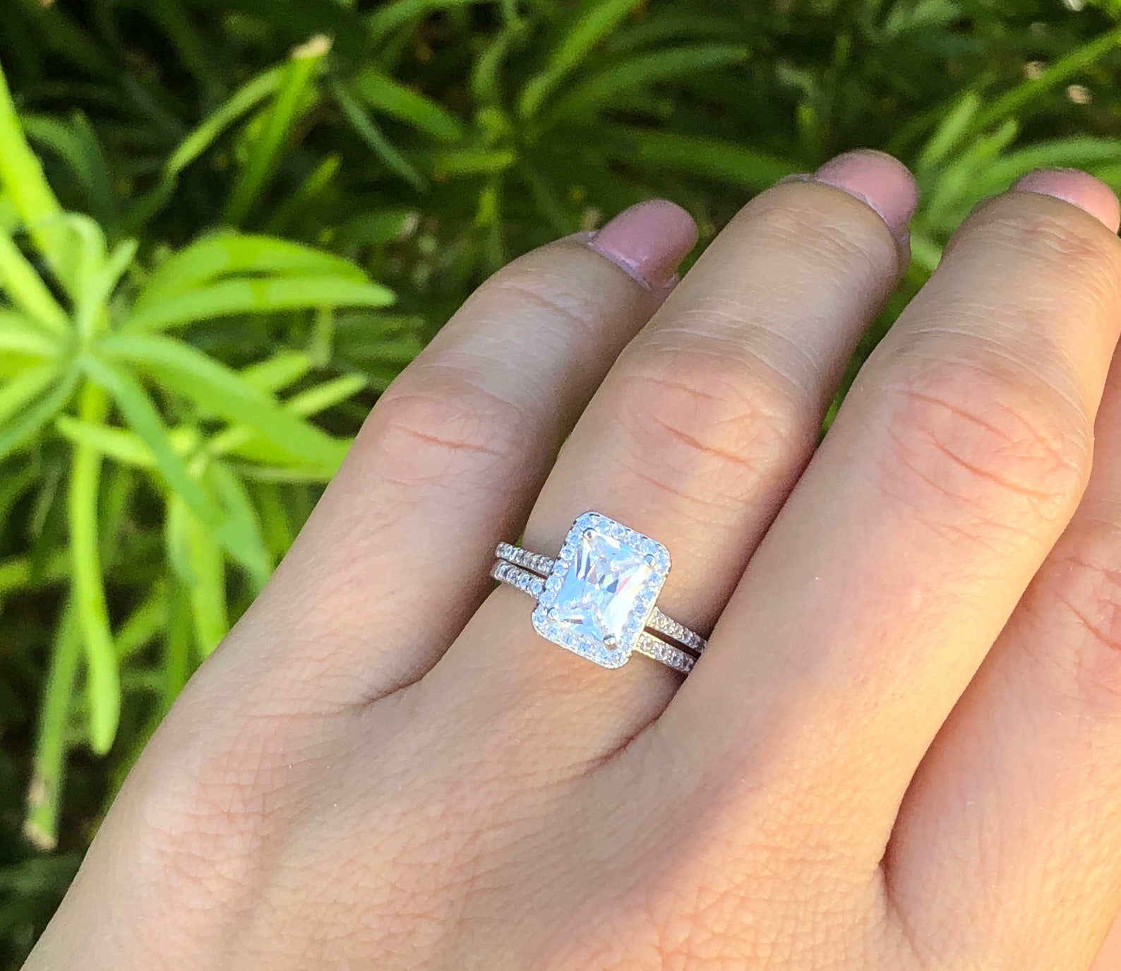Radiant Cut Wedding Ring Set. Fine Quality Brilliant Engagement Ring ...