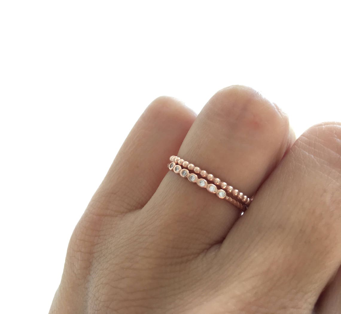 Rose Gold Wedding Band Set. Wedding Rings. Rose Gold Stacking - Etsy