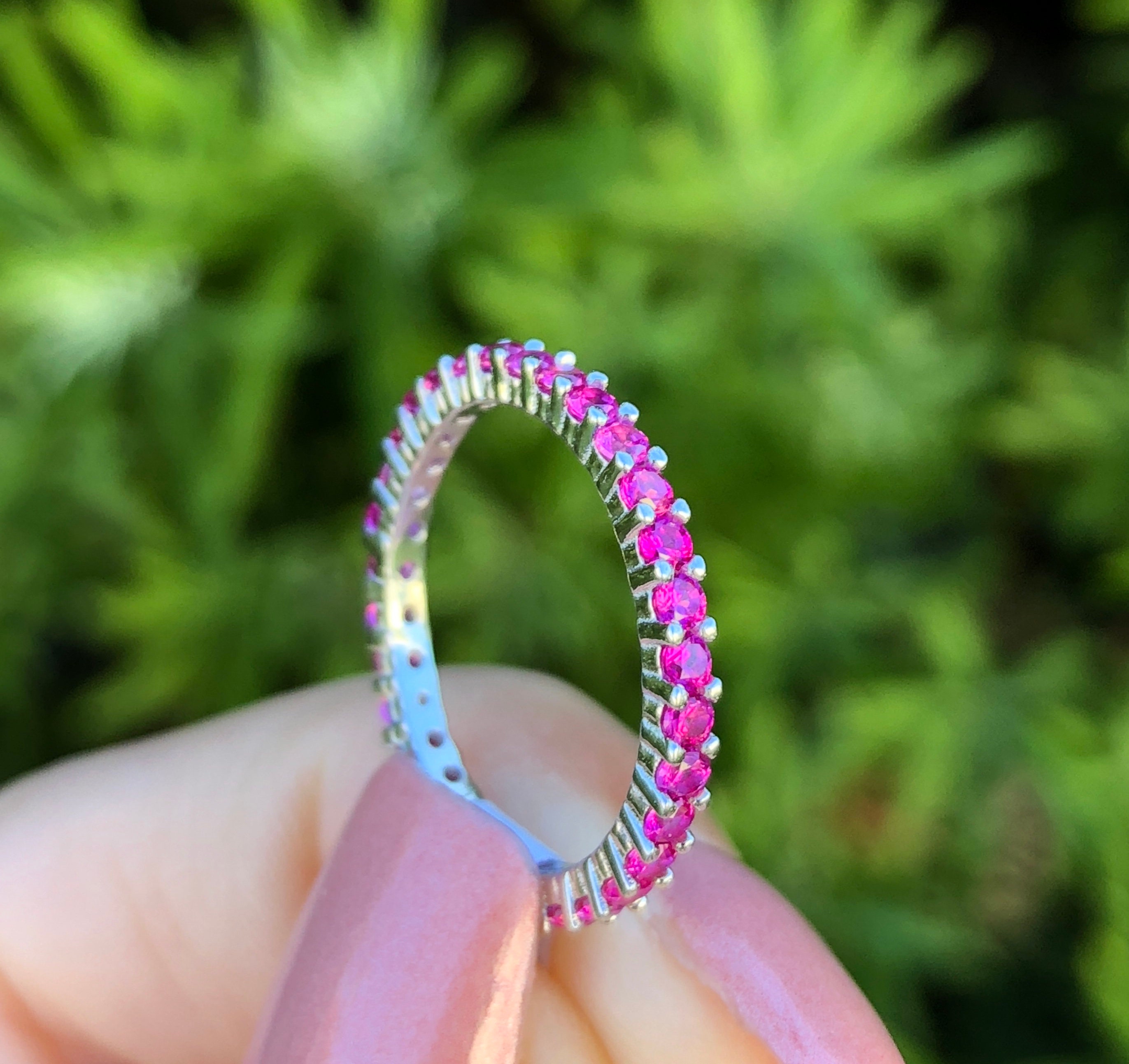 Ruby Ring. Ruby Eternity Band. Sterling Silver Eternity Ring. Stackable ...